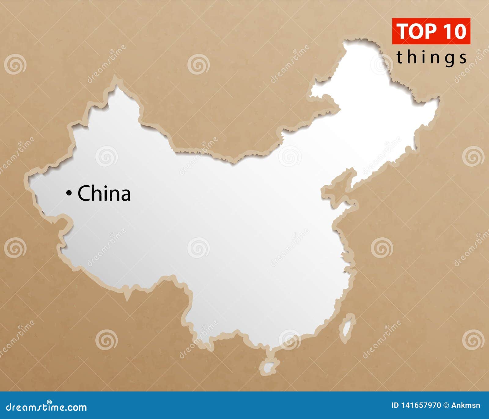 China Map Vector. Chinese Maps Craft Paper Texture. Empty Template ...