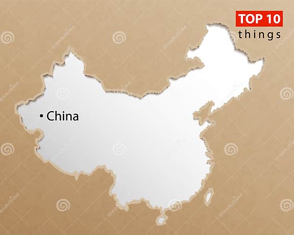 China Map Vector. Chinese Maps Craft Paper Texture. Empty Template ...