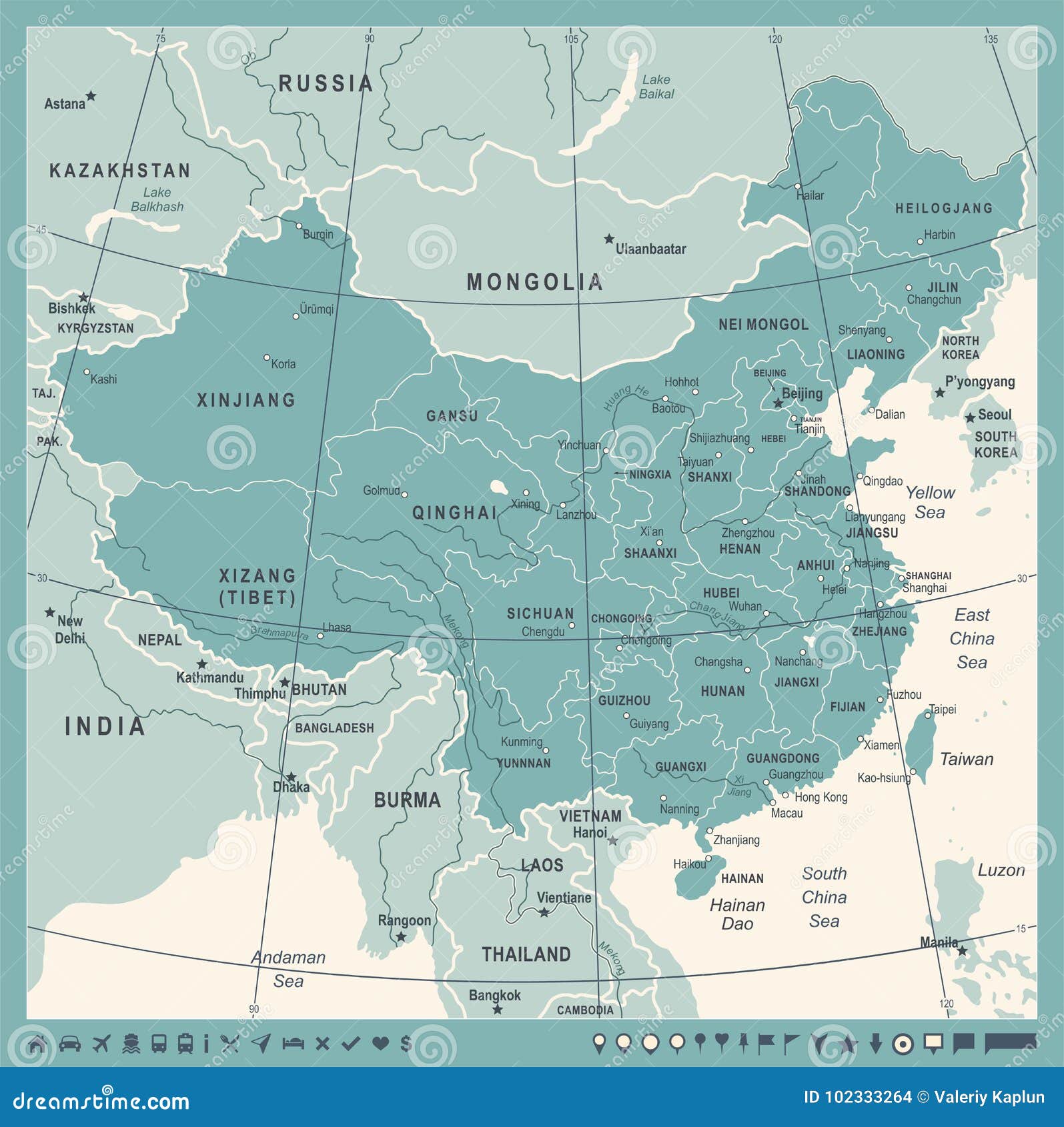 China Map - Vintage Vector Illustration Stock Illustration ...