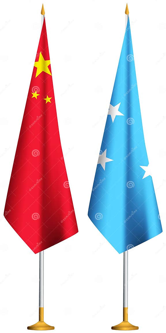 Micronesia and China Small Table Flags Together Stock Illustration ...