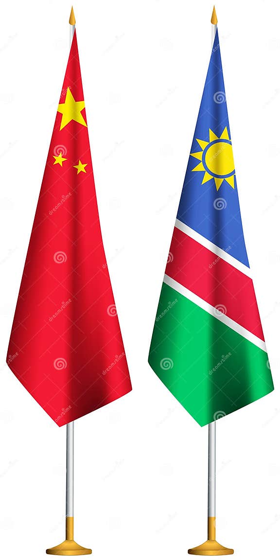 Namibia and China Small Table Flags Together Stock Illustration ...