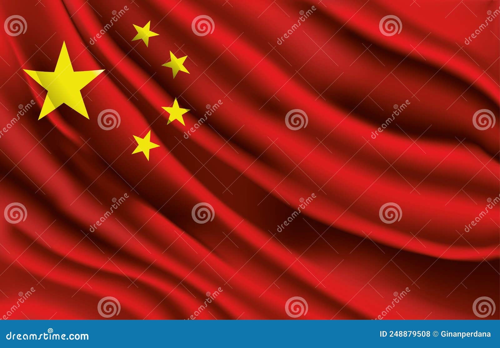 China National Flag Waving Realistic Vector Illustration Stock Vector ...