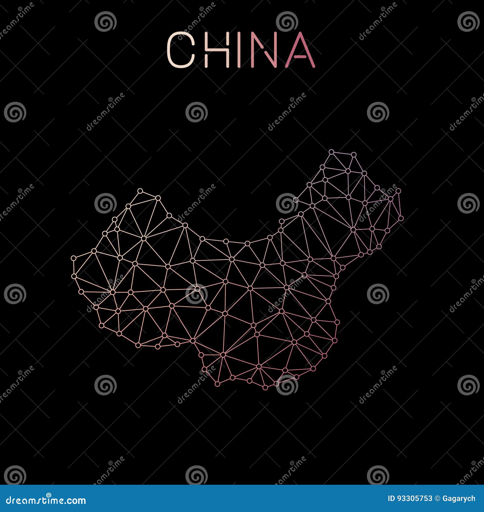 China network map. stock vector. Illustration of fractal - 93305753