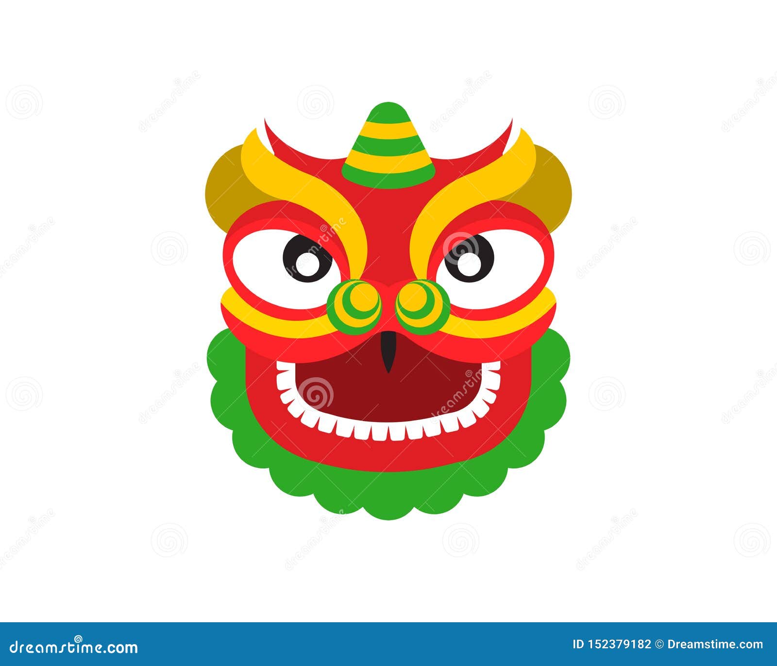China New Year Illustration Flat Design Lion Head Stock Vector ...
