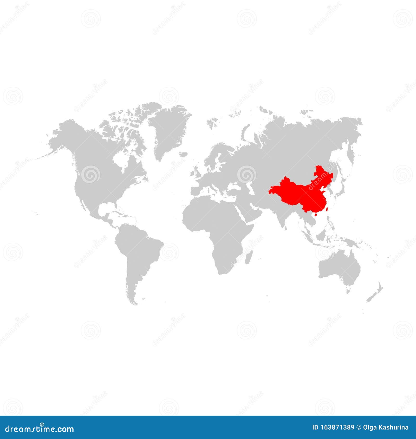 China no mapa mundial ilustração do vetor. Ilustração de geografia ...
