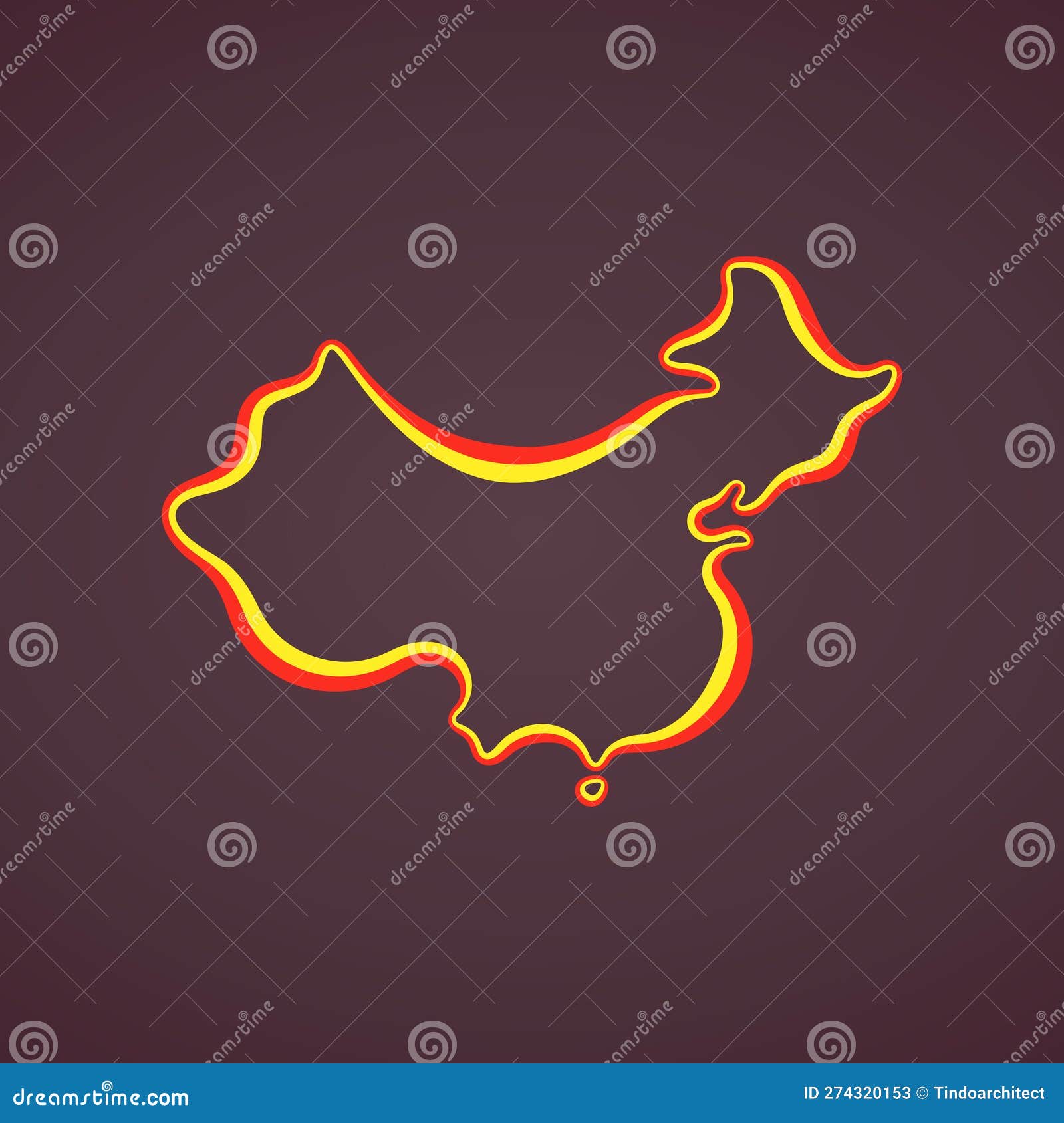 China - Outline Map stock vector. Illustration of ribbon - 274320153