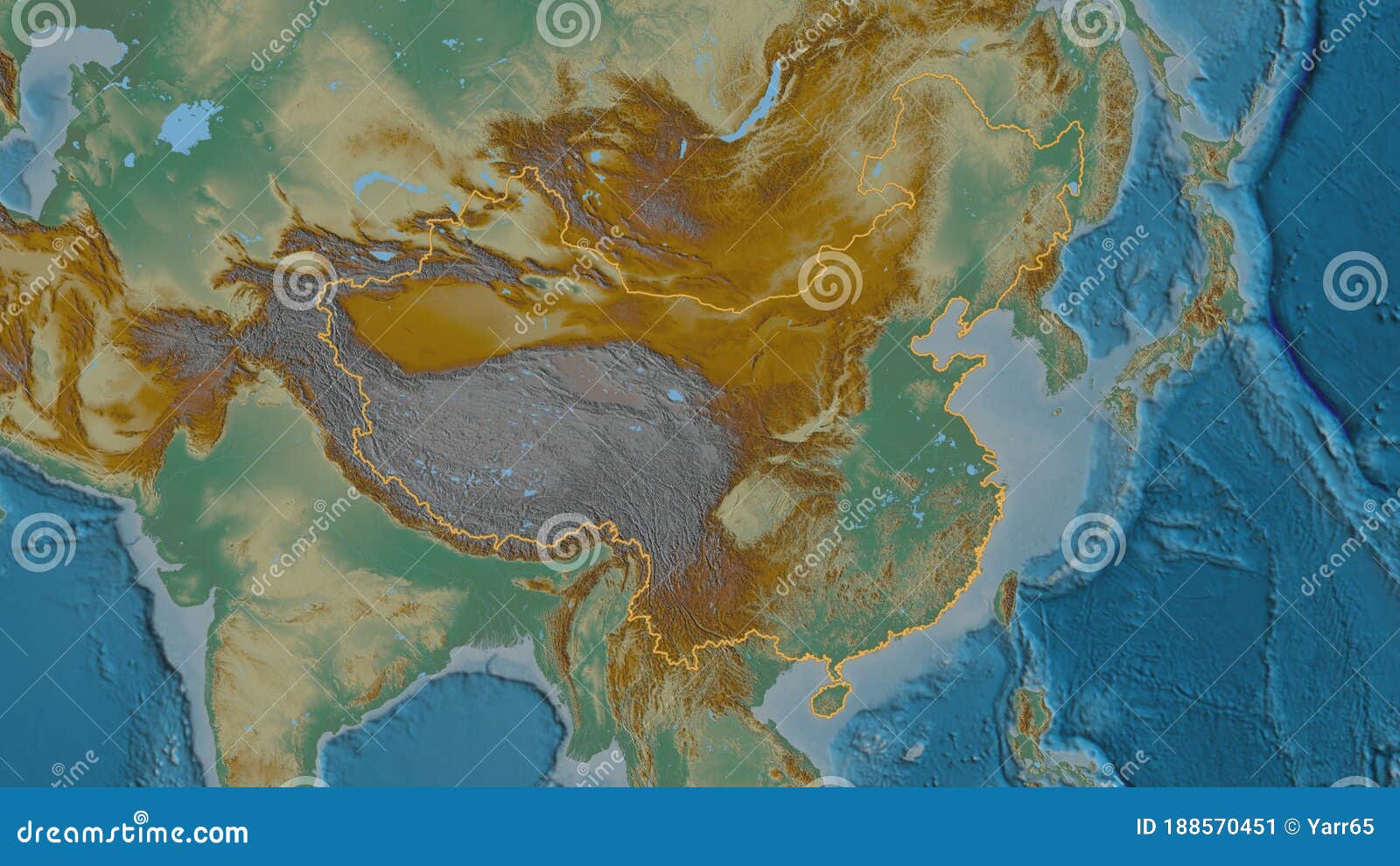 China - overview. Relief stock illustration. Illustration of zoom ...