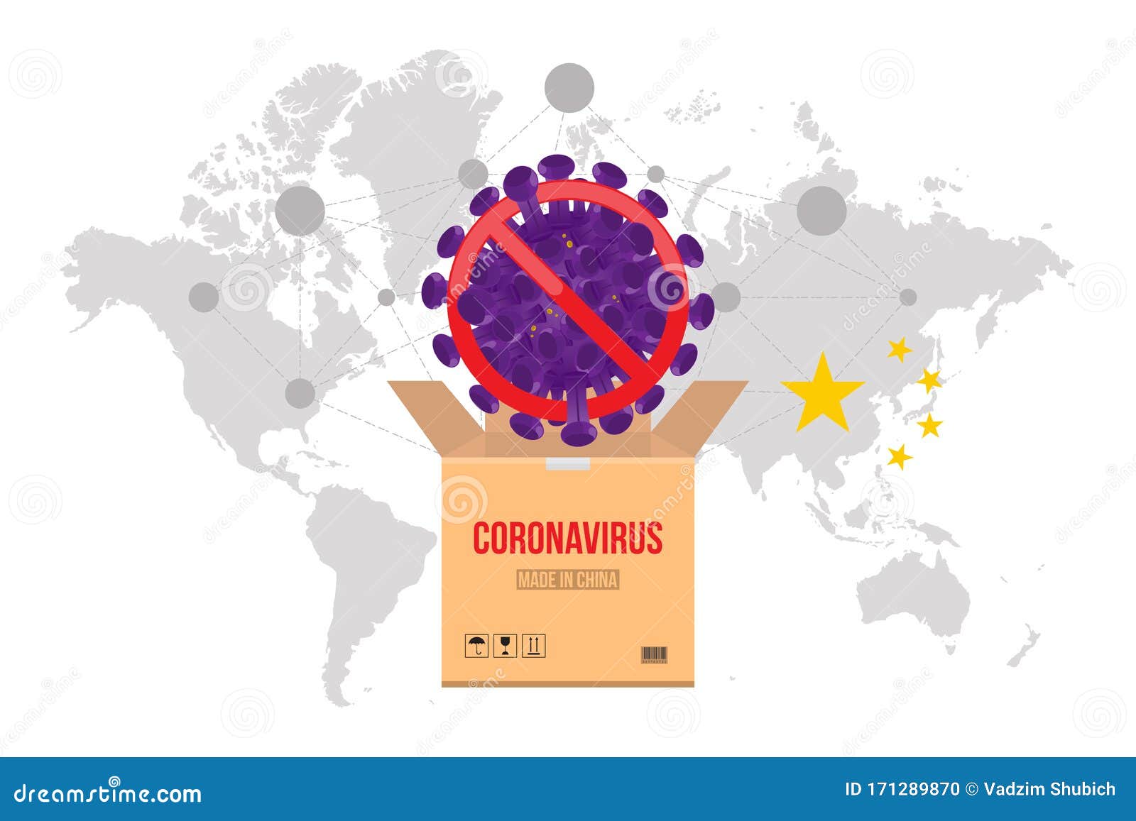 China Pathogen Respiratory Coronavirus with Stop Sign. Bacteria in a ...