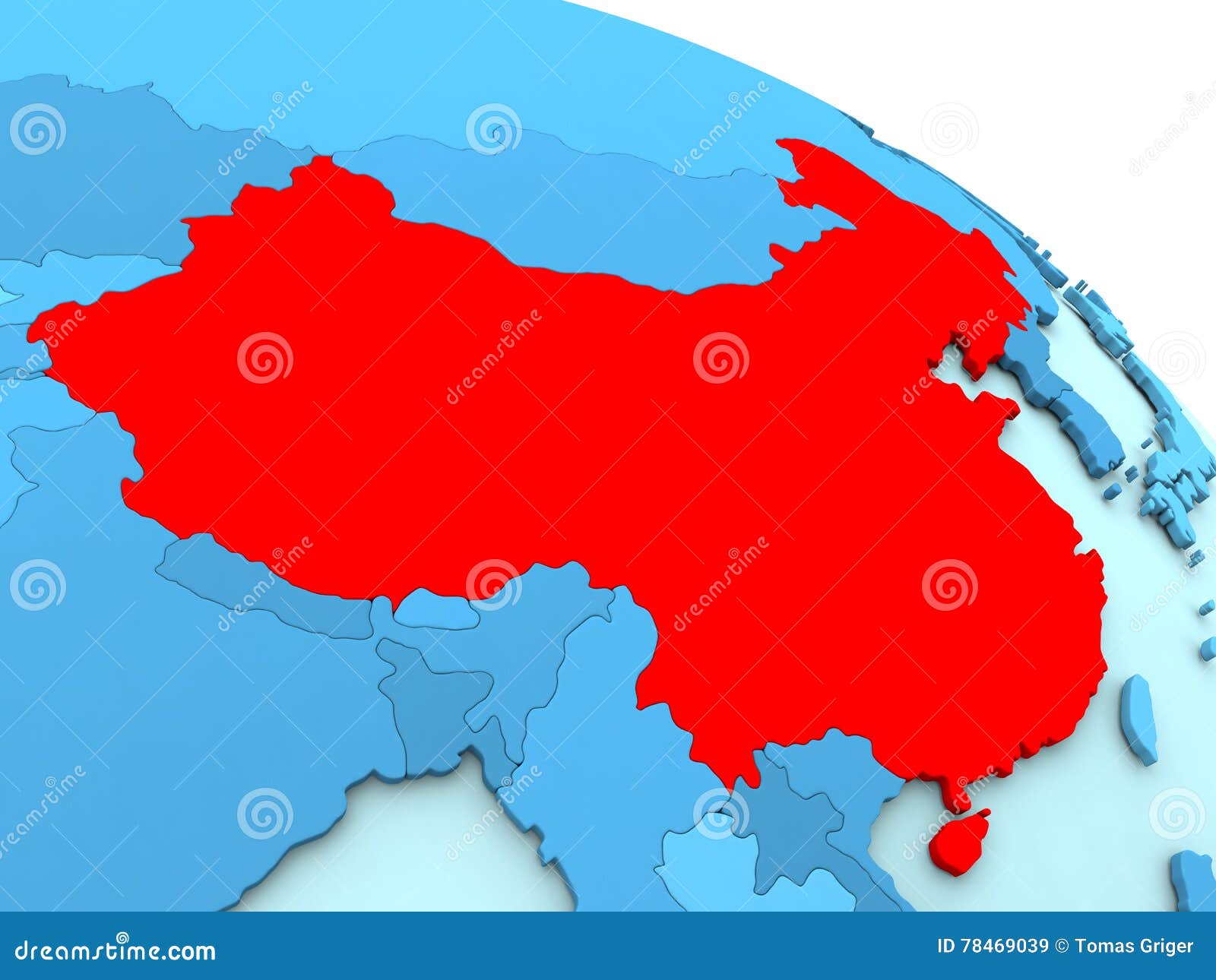 China in red on blue globe stock illustration. Illustration of peoples ...