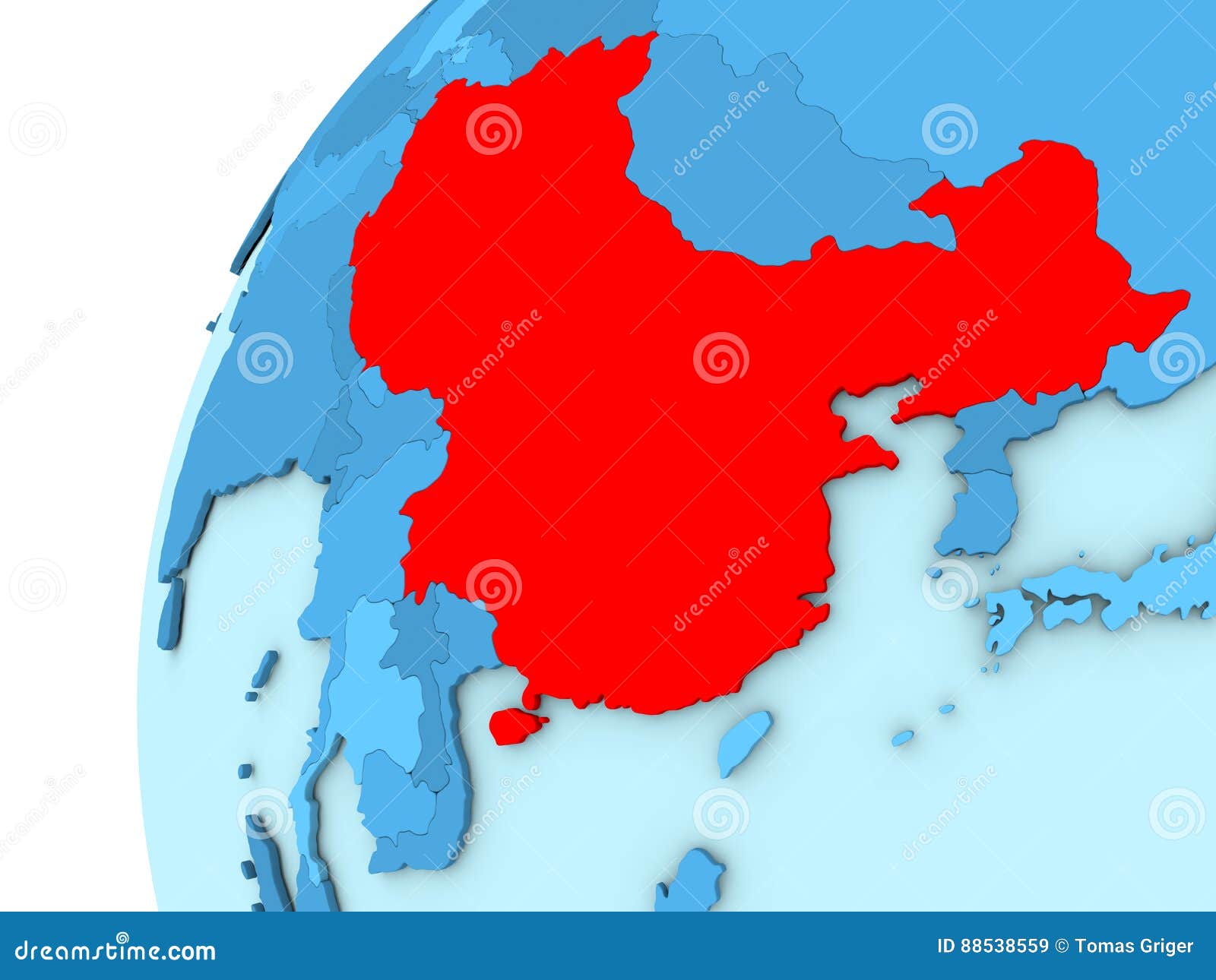 China in red on blue globe stock illustration. Illustration of china ...