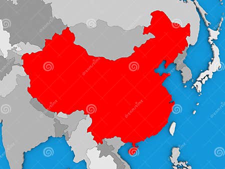 China in red on globe stock illustration. Illustration of chinese ...