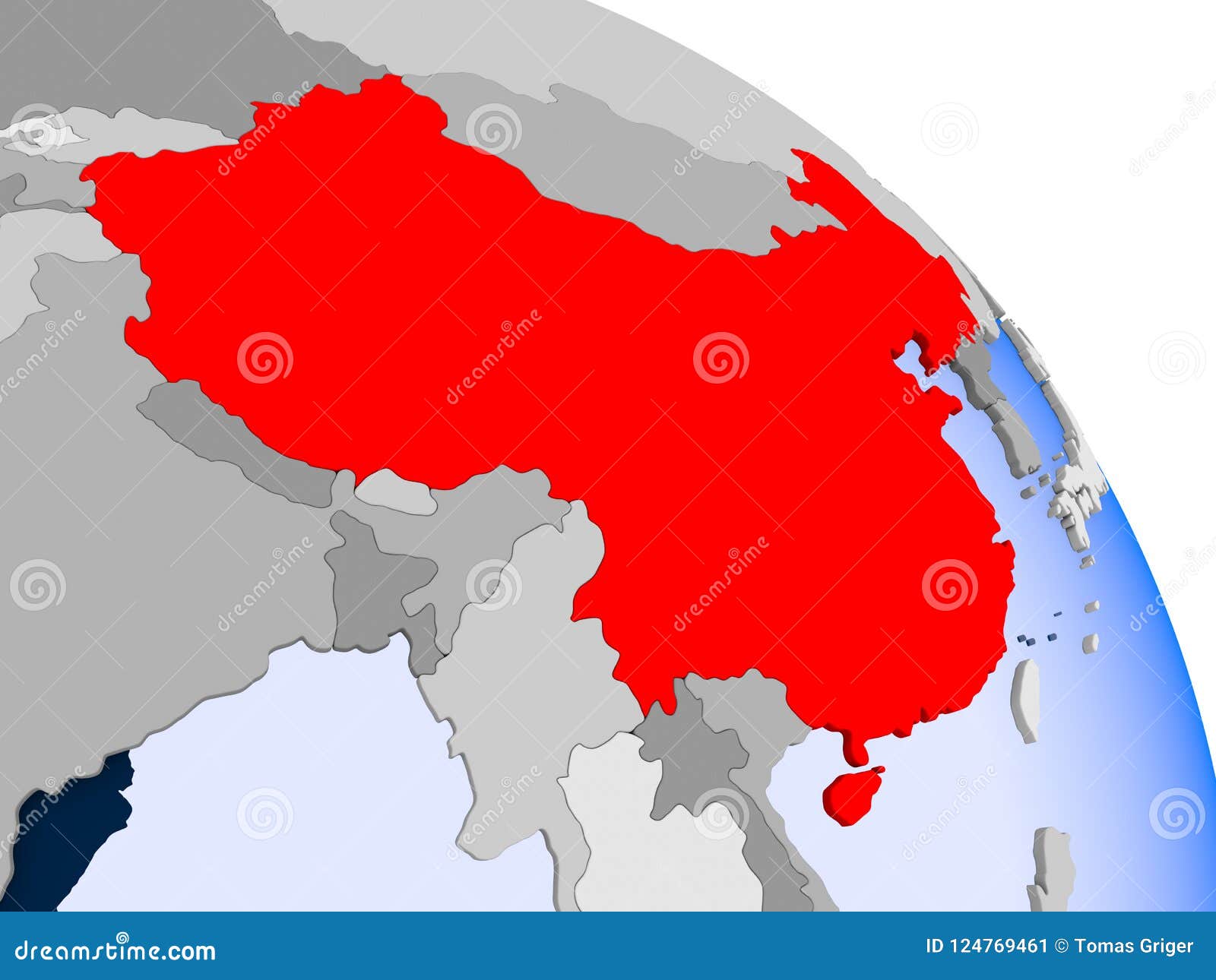 China in red on map stock illustration. Illustration of concept - 124769461