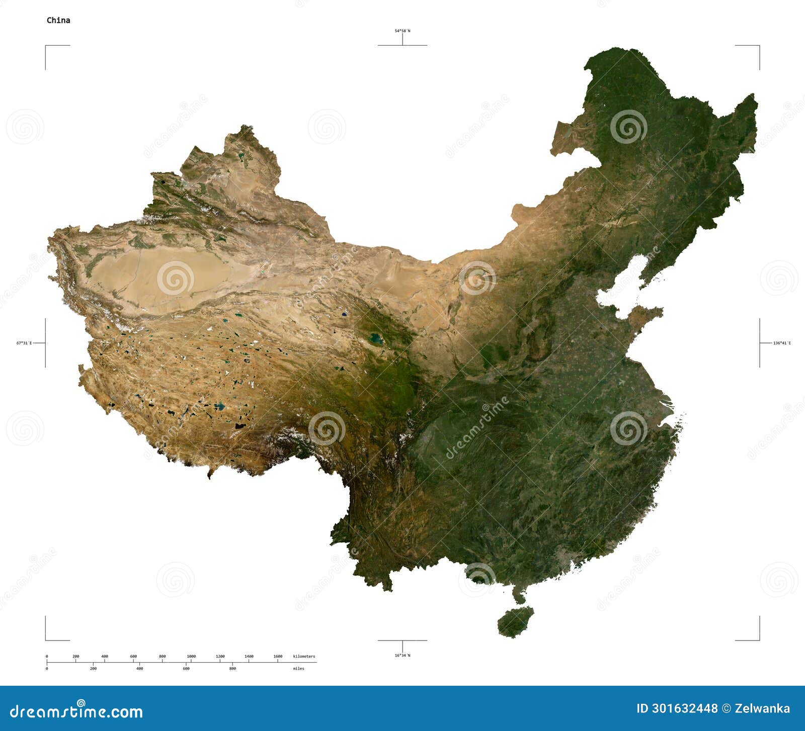 China Shape on White. Low-res Satellite Stock Illustration ...