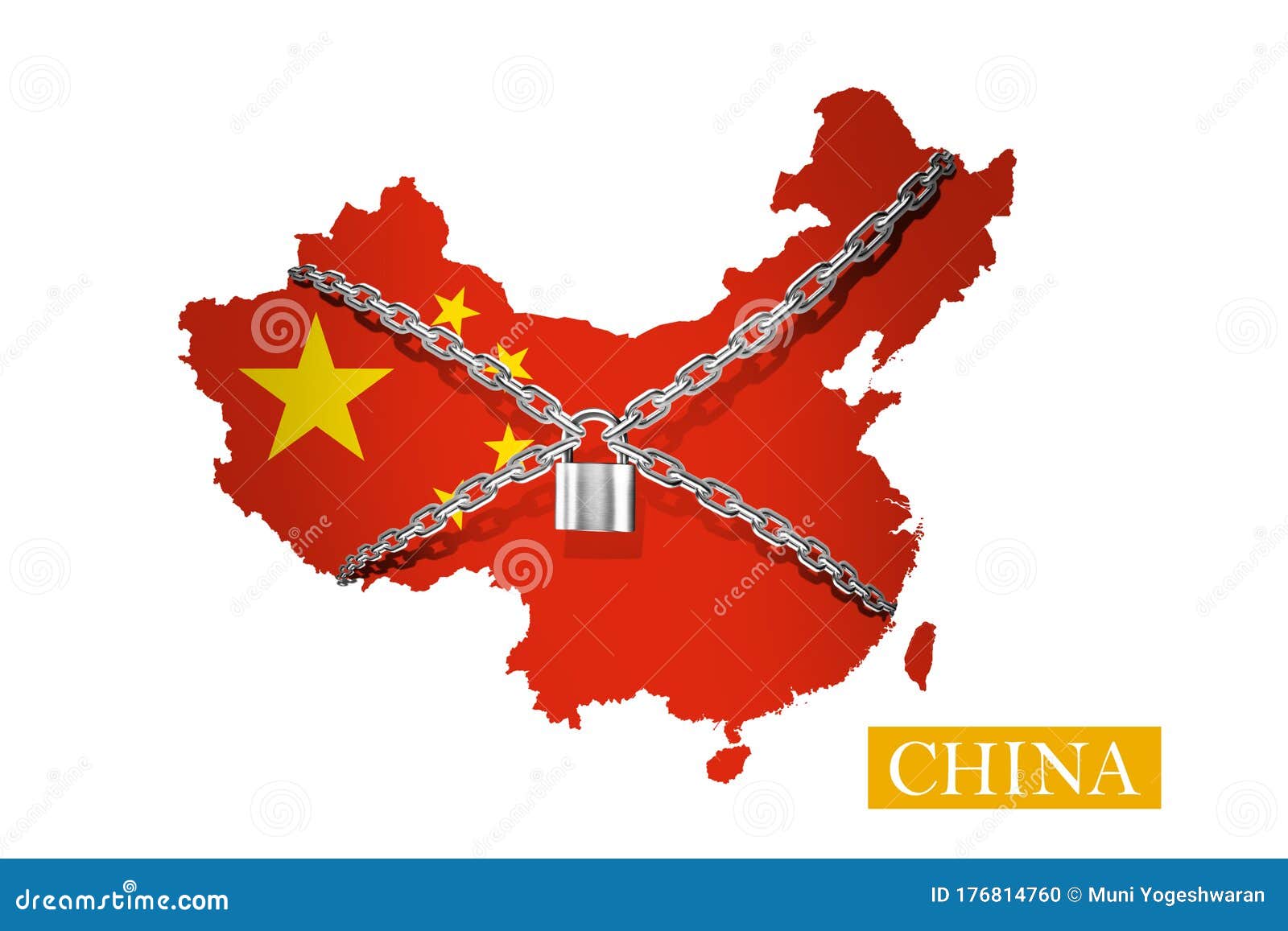 China Map Lock And RMB Currency Symbol Key, China`s Economic ...