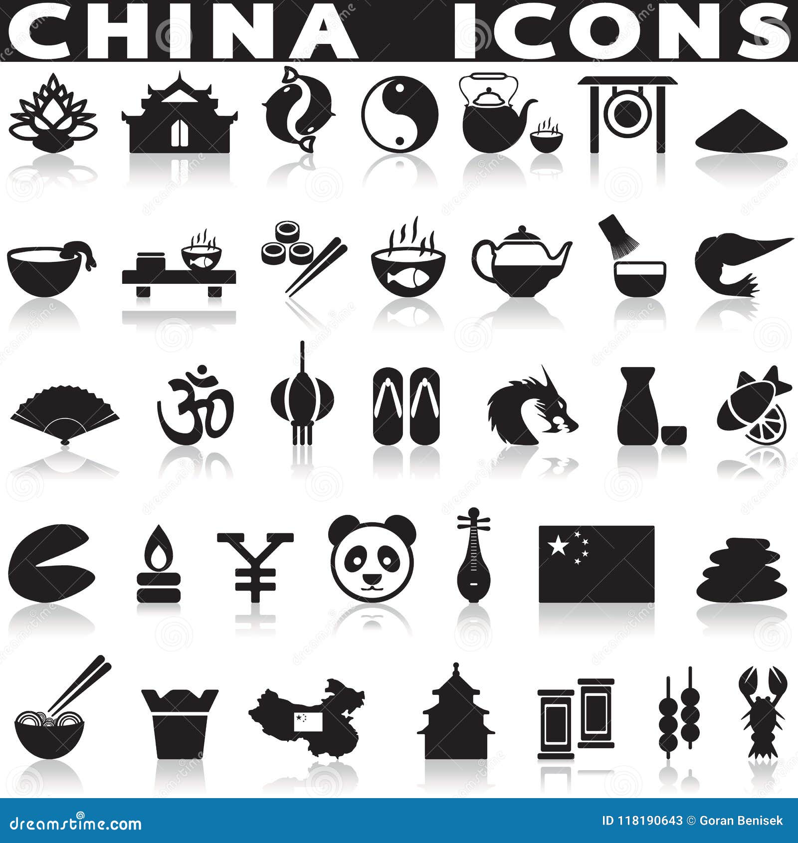 China Symbols, Vector Sketch Illustration. Chinese Dragon, Panda ...