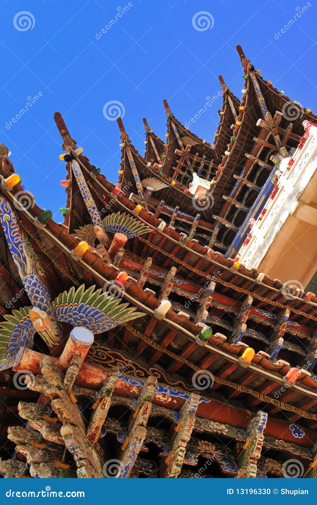 China Temples on Sky and a Monk Stock Photo - Image of building ...