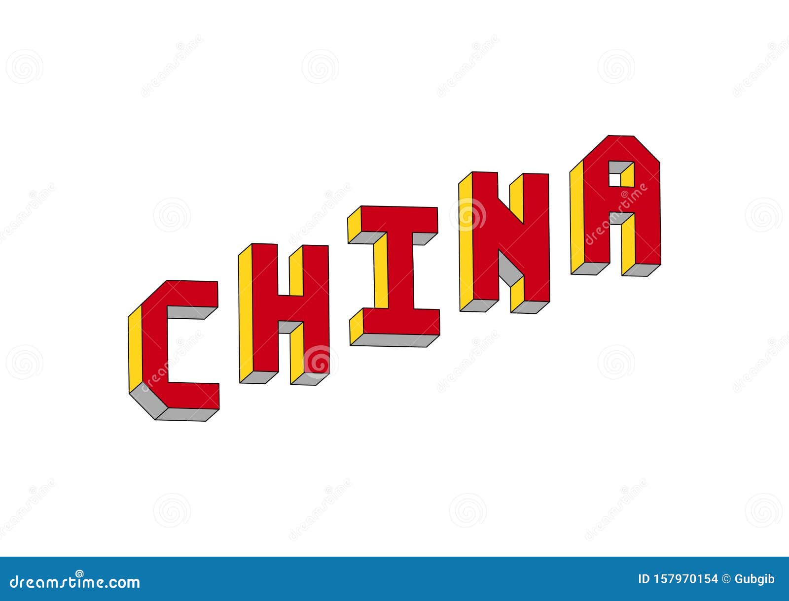 China Text with 3d Isometric Effect Stock Vector - Illustration of ...