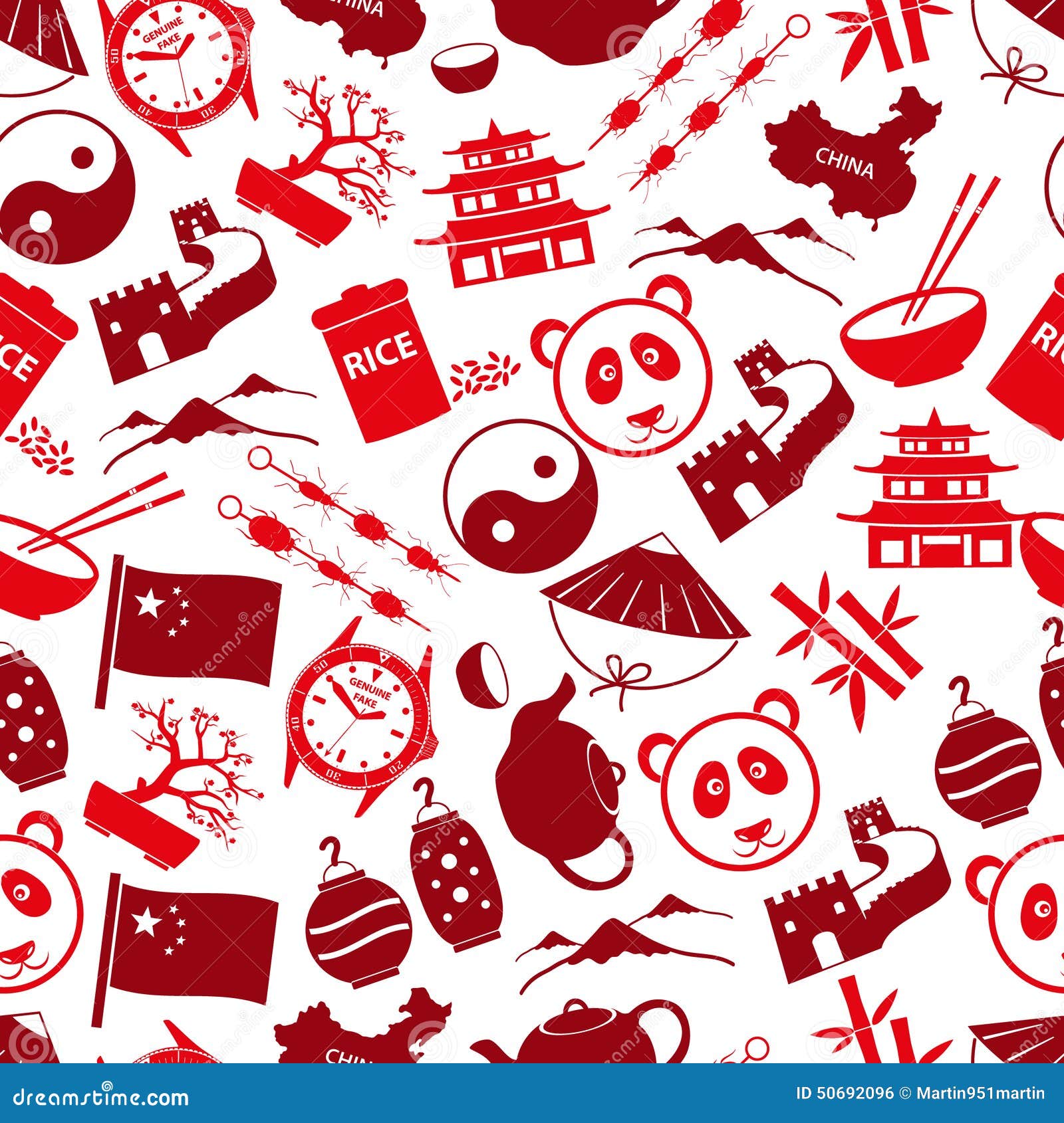 China Theme Color Icons Seamless Pattern Stock Vector - Illustration of ...