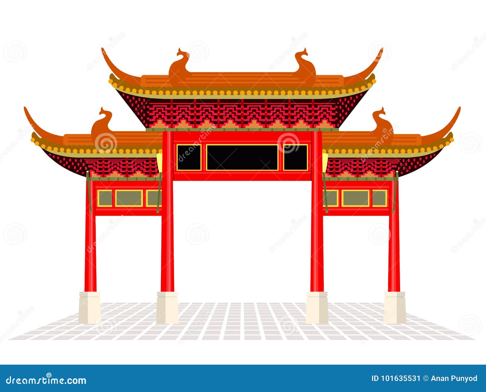 China Town Door and Floor Isolate on White Background Vector Design ...
