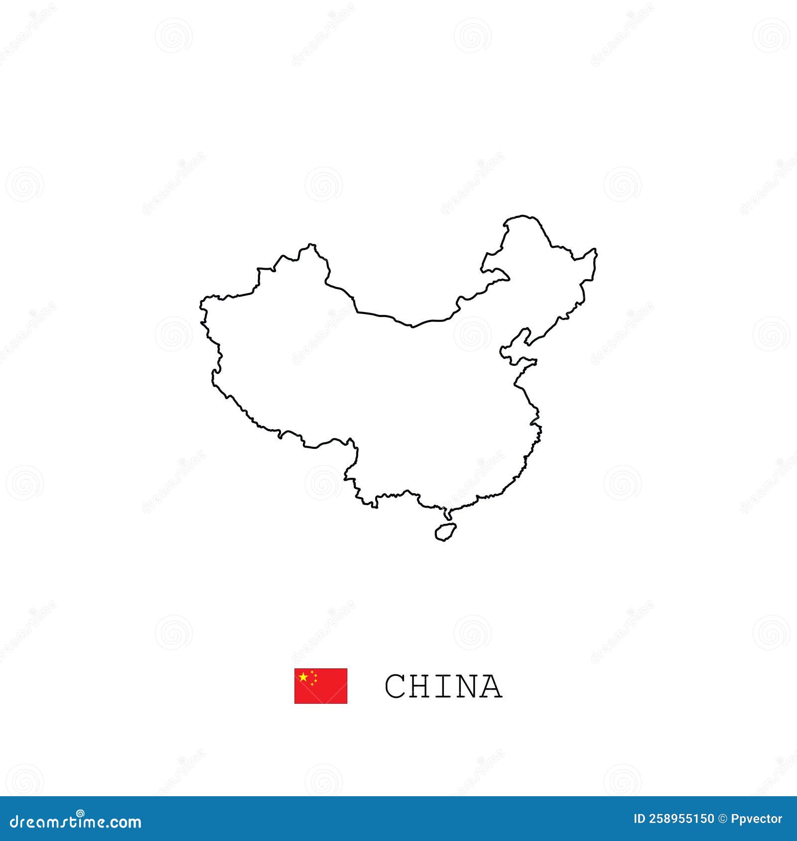 China Vector Map Outline, Line, Linear. China Black Map on White ...