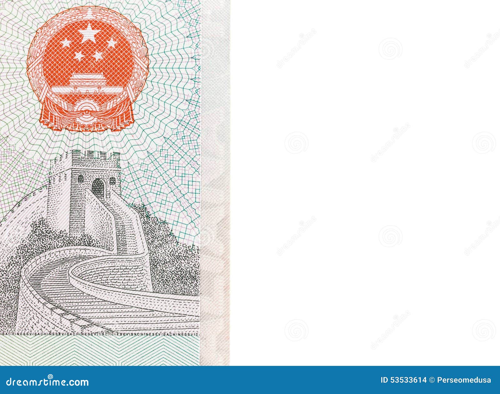 China Visa Sticker On Passport Background. Chinese Visa Issued Status ...