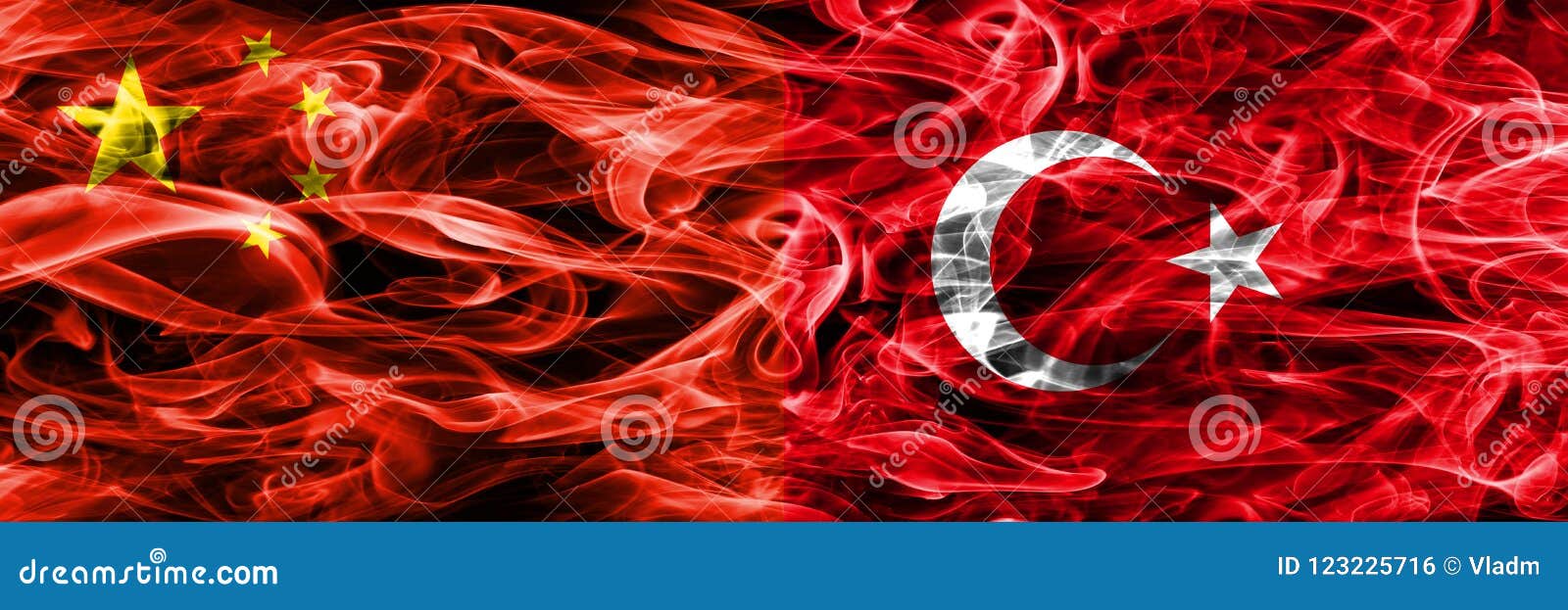 China Vs Turkey Smoke Flags Placed Side by Side Stock Illustration ...