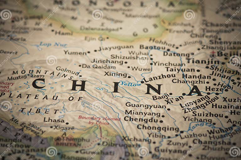 China on map stock image. Image of atlas, population - 110210935