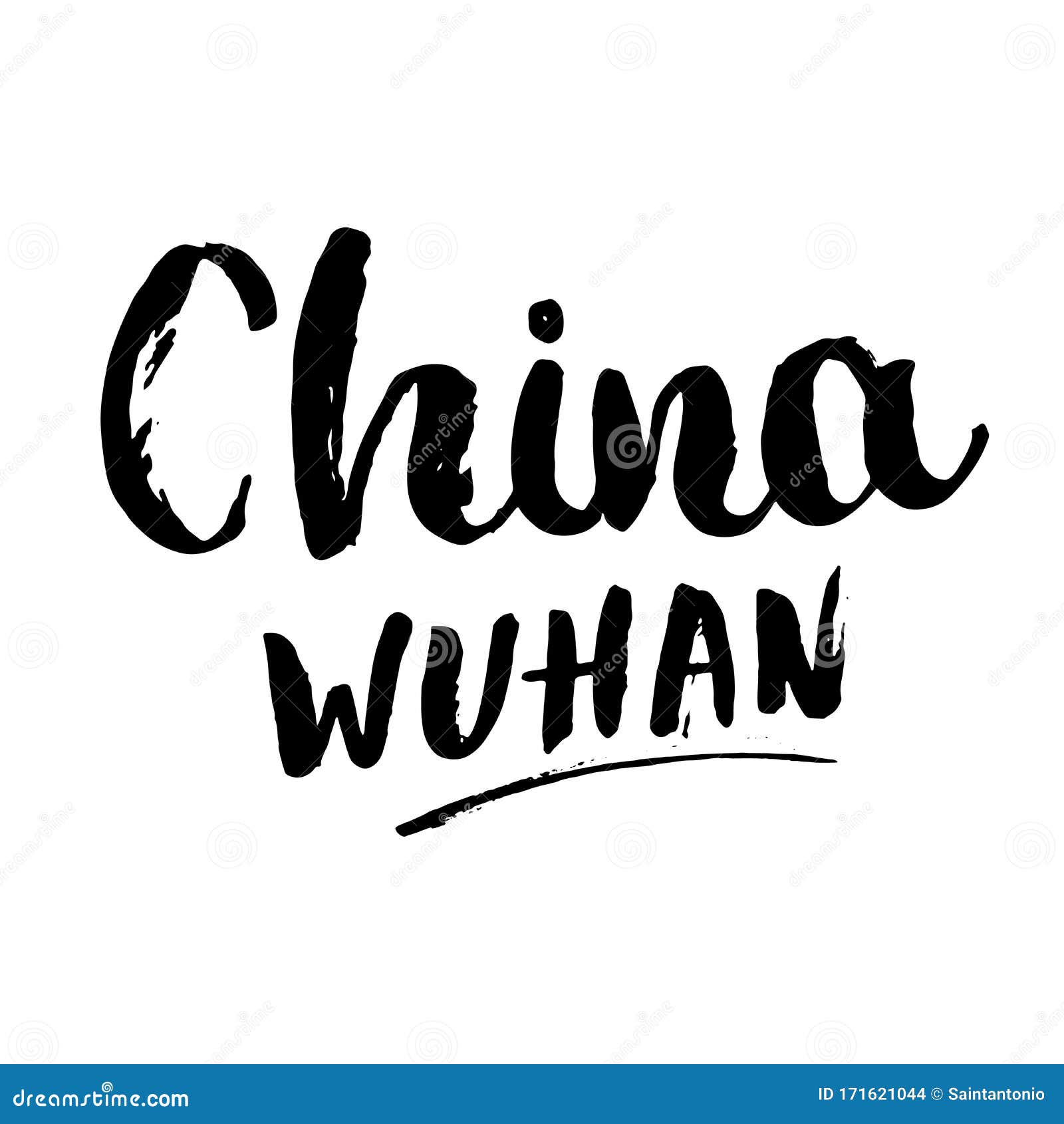 China, Wuhan Lettering. Vector Illustration Isolated on White ...