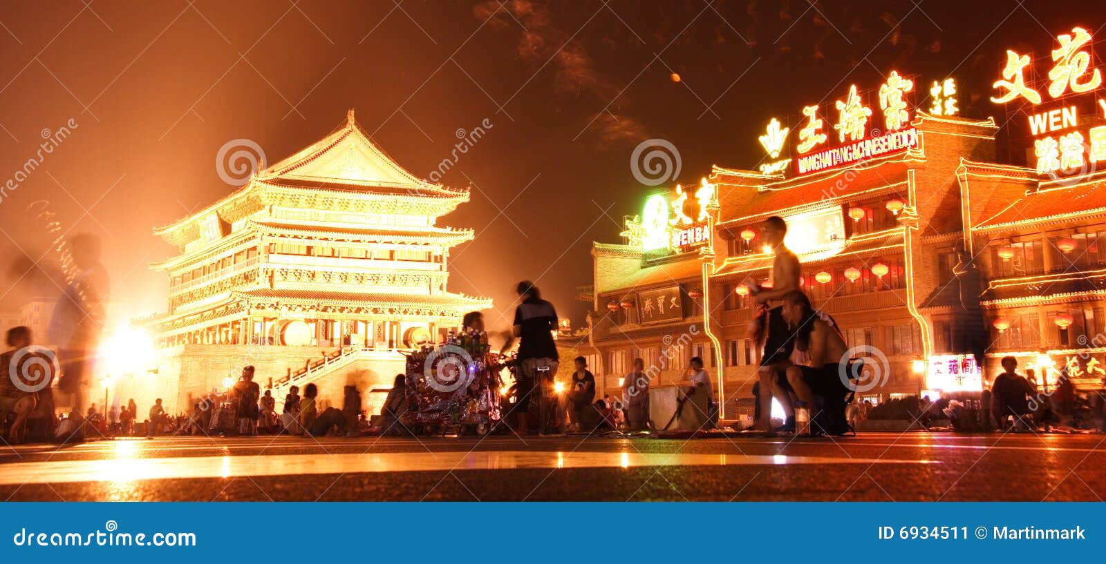 China Xi an night scene editorial photo. Image of exposure - 6934511
