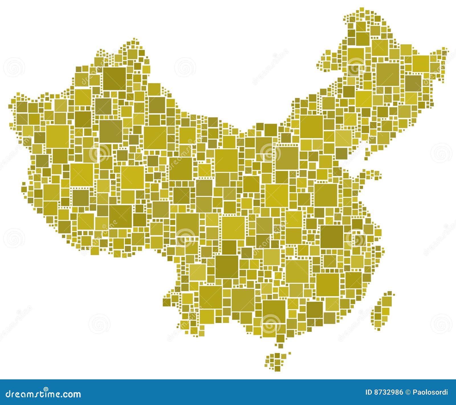 China in a yellow mosaic stock vector. Illustration of chart - 8732986