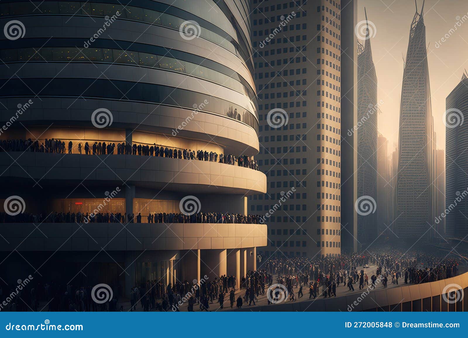 Chinas Shanghai Office Building is Crowded Stock Illustration ...
