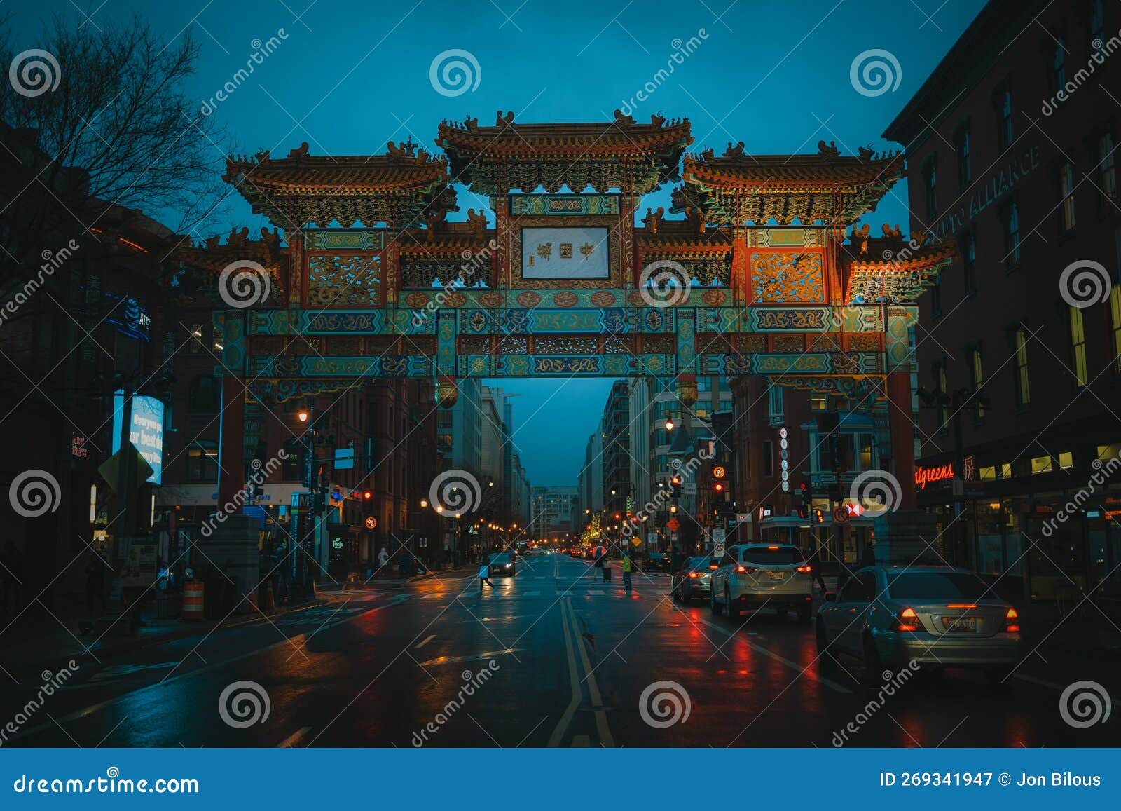Chinatown Arch at Night, Washington, District of Columbia Editorial ...