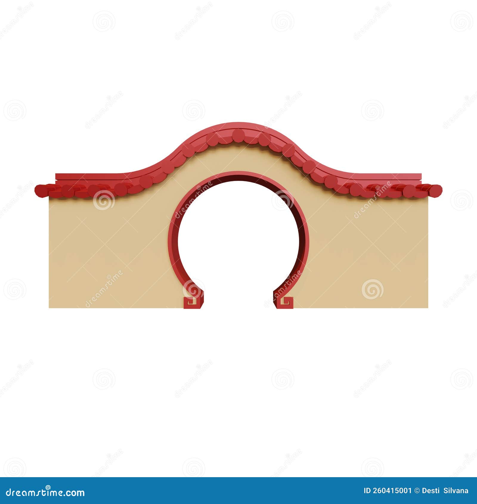 Chinatown Gate 3D Element 03 Stock Image - Illustration of yellow ...