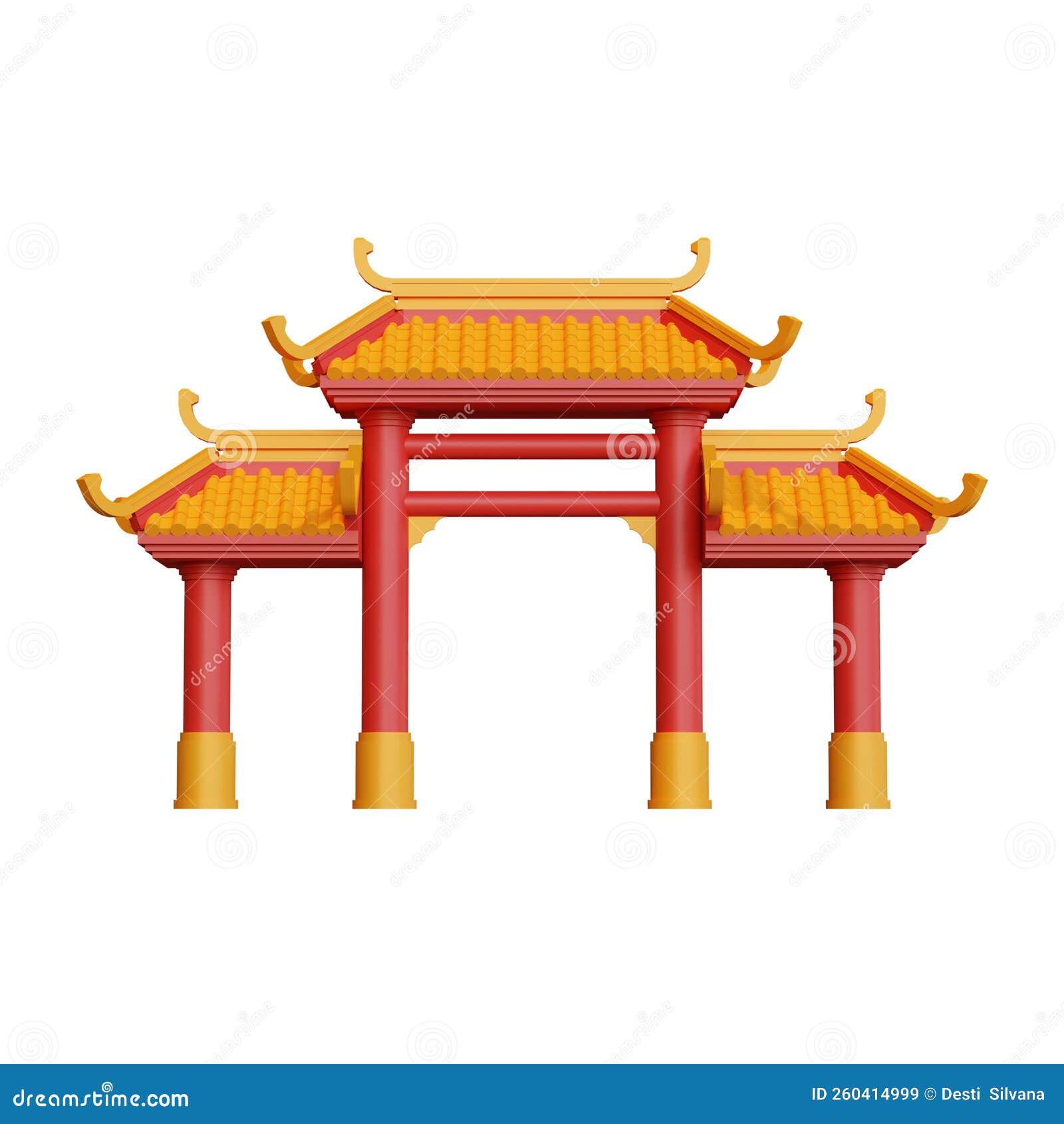 Chinatown Gate 3D Render Illustration Element 02 Stock Image ...