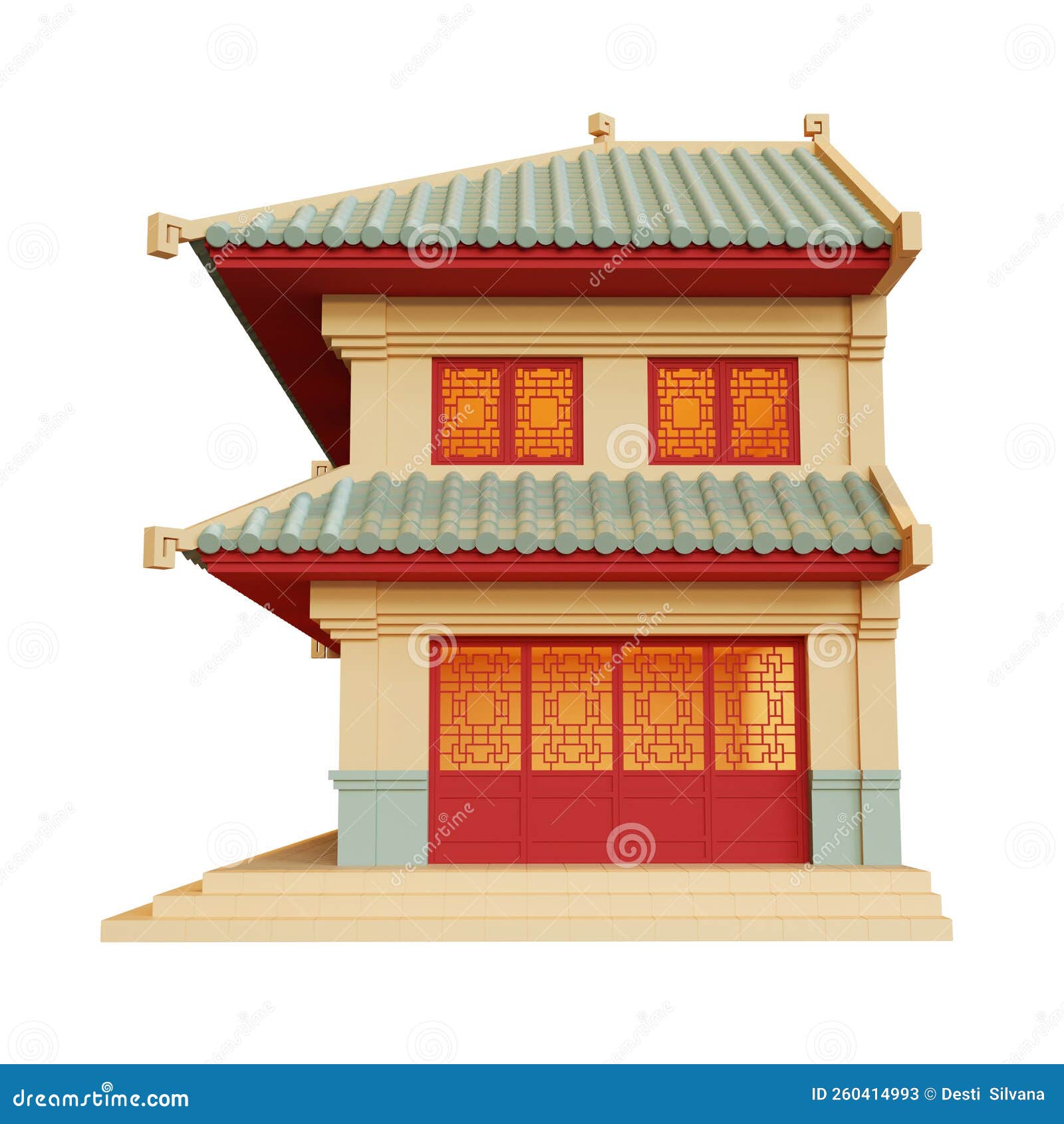 Chinatown Shophouse 3D Render Illustration Element 02 Stock Image ...