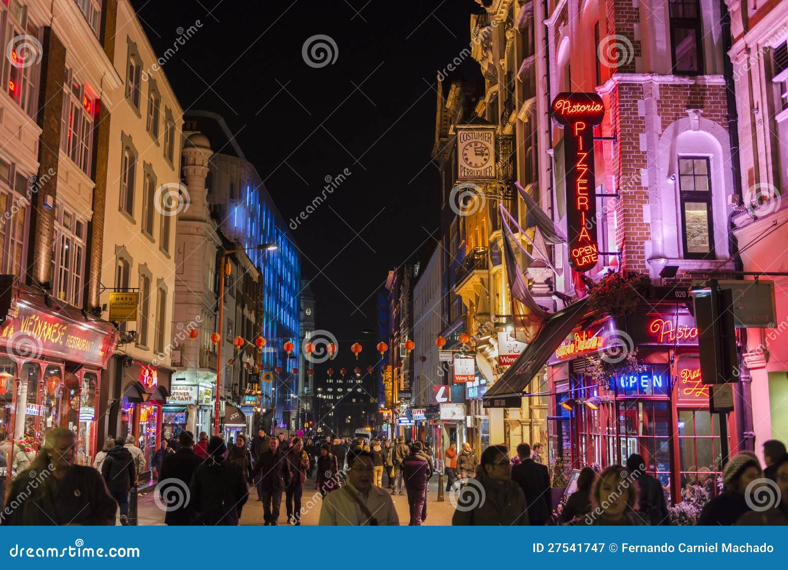 Chinatown street at night. editorial photography. Image of famous ...