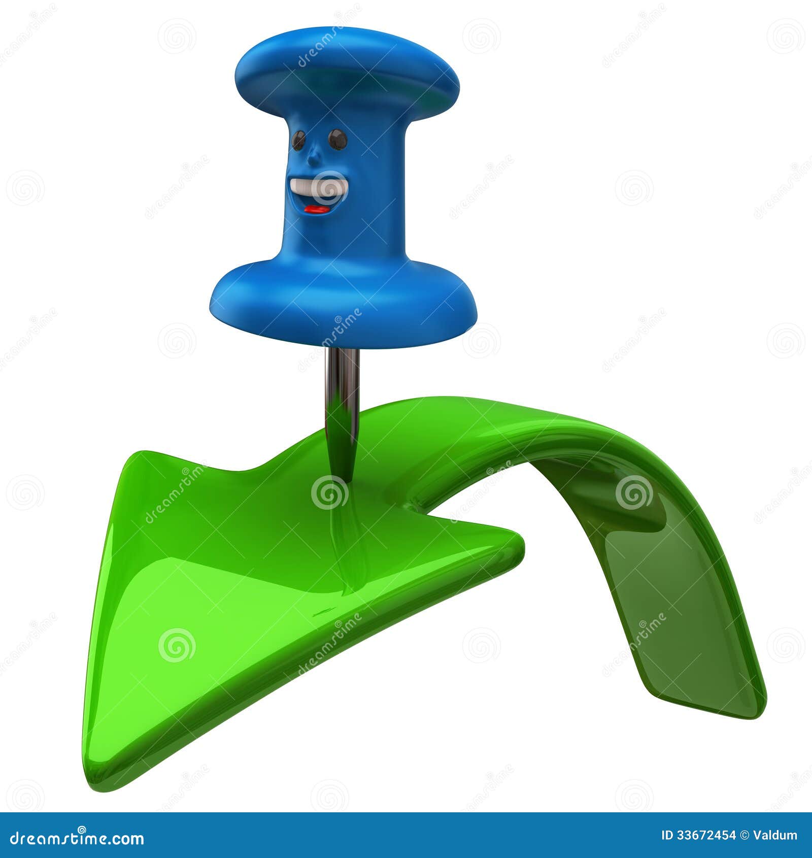 Chincheta Azul De La Diversión En Flecha Verde Stock de ilustración ...