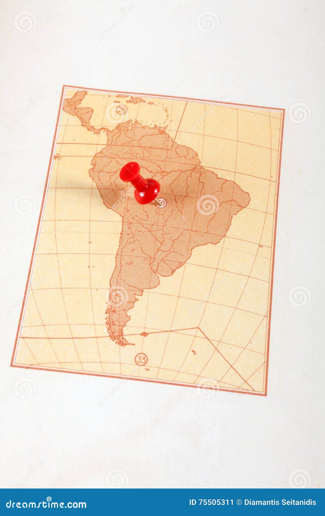 Chincheta en un mapa imagen de archivo. Imagen de unido - 75505311