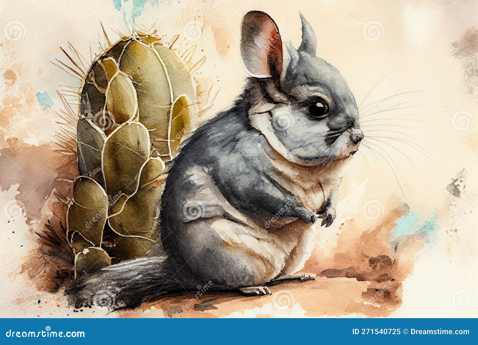 Chinchilla Drawing with Bit of Watercolour Stock Illustration ...