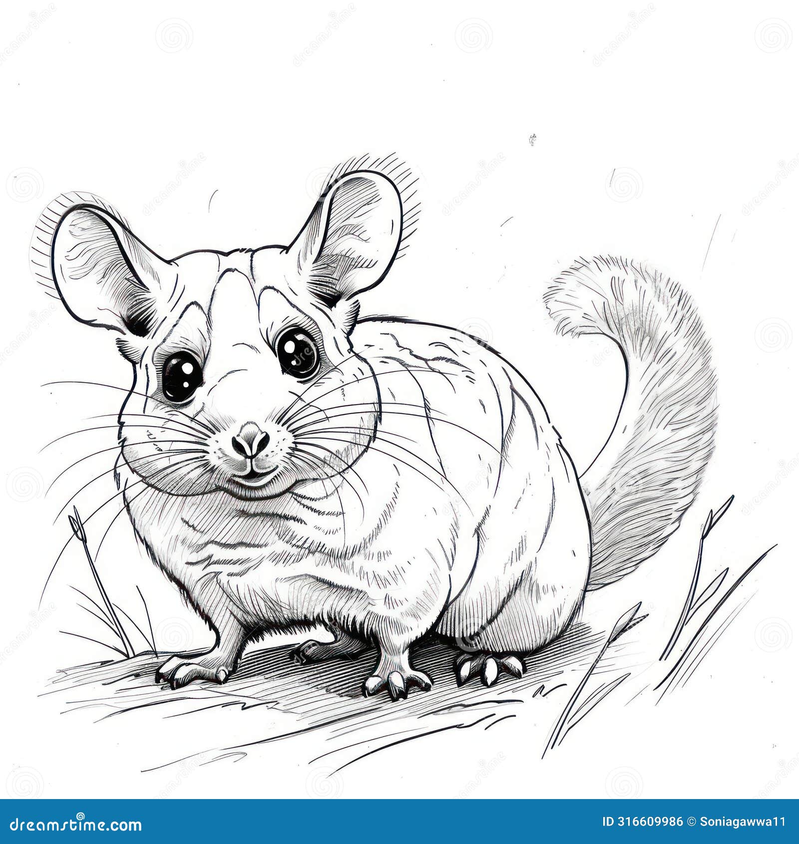 Chinchilla Drawing With Bit Of Watercolour Stock Photography ...