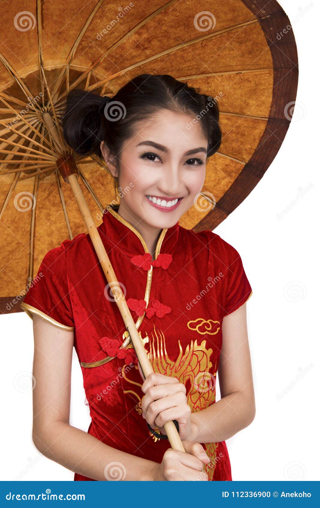 Chinees Damemodel Met Oude Paraplu Stock Foto - Image of china, kostuum ...