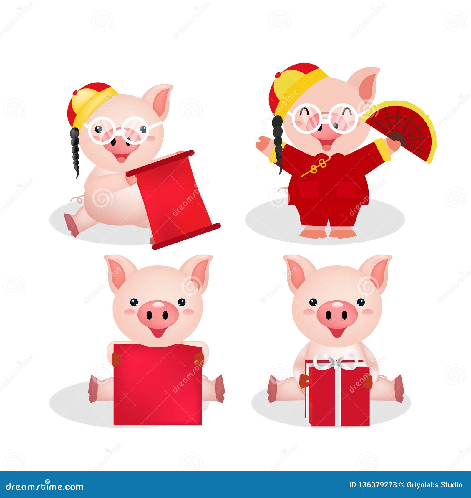 Pig Character Celebration Chinese Stock Illustration - Illustration of ...