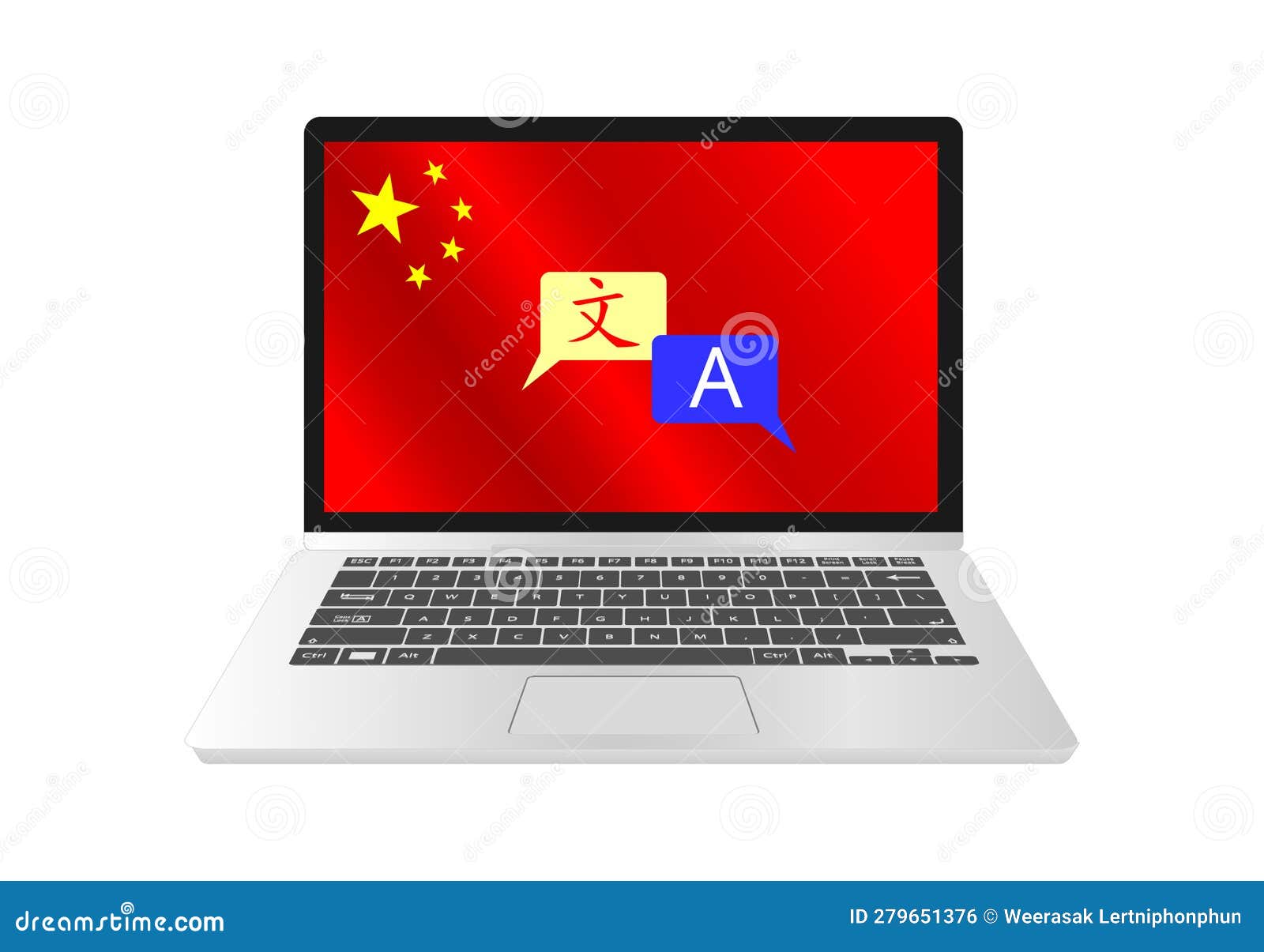 Learn Chinese Language Online on Laptop Stock Illustration ...