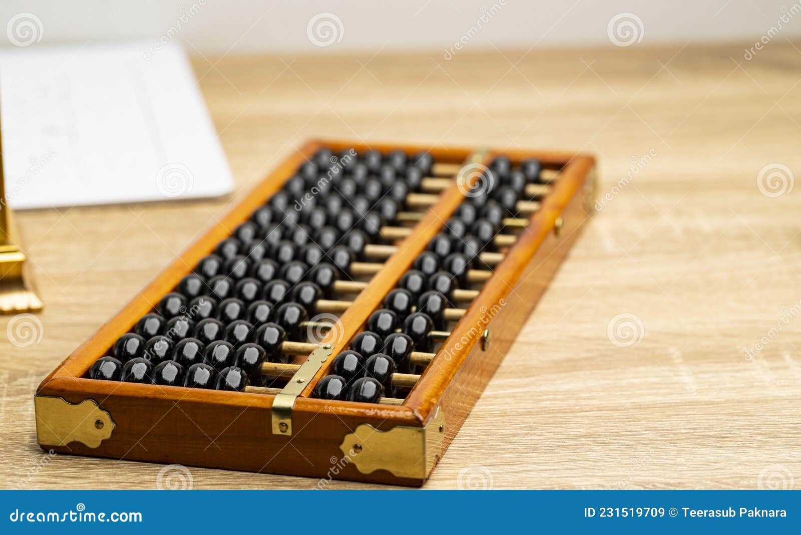 Chinese Abacus Vintage on the Brown Wood Table Front View and Copy ...