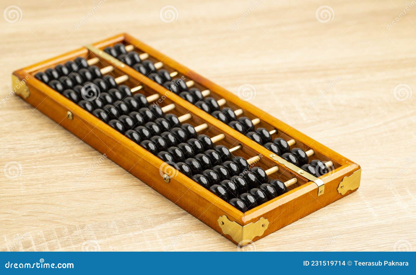 Chinese Abacus Vintage on the Brown Wood Table Front View and Copy ...