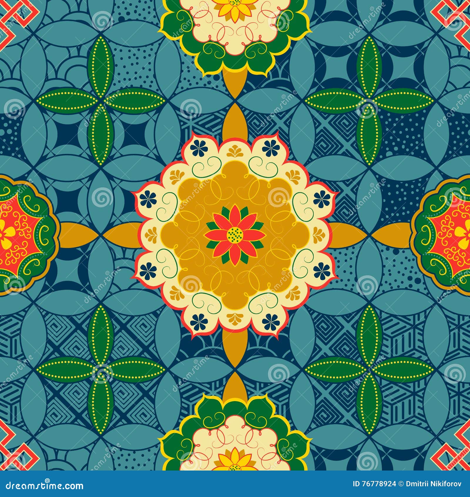 Chinese Abstract Geometric Tiles Seamless Pattern in Retro Style Vector ...