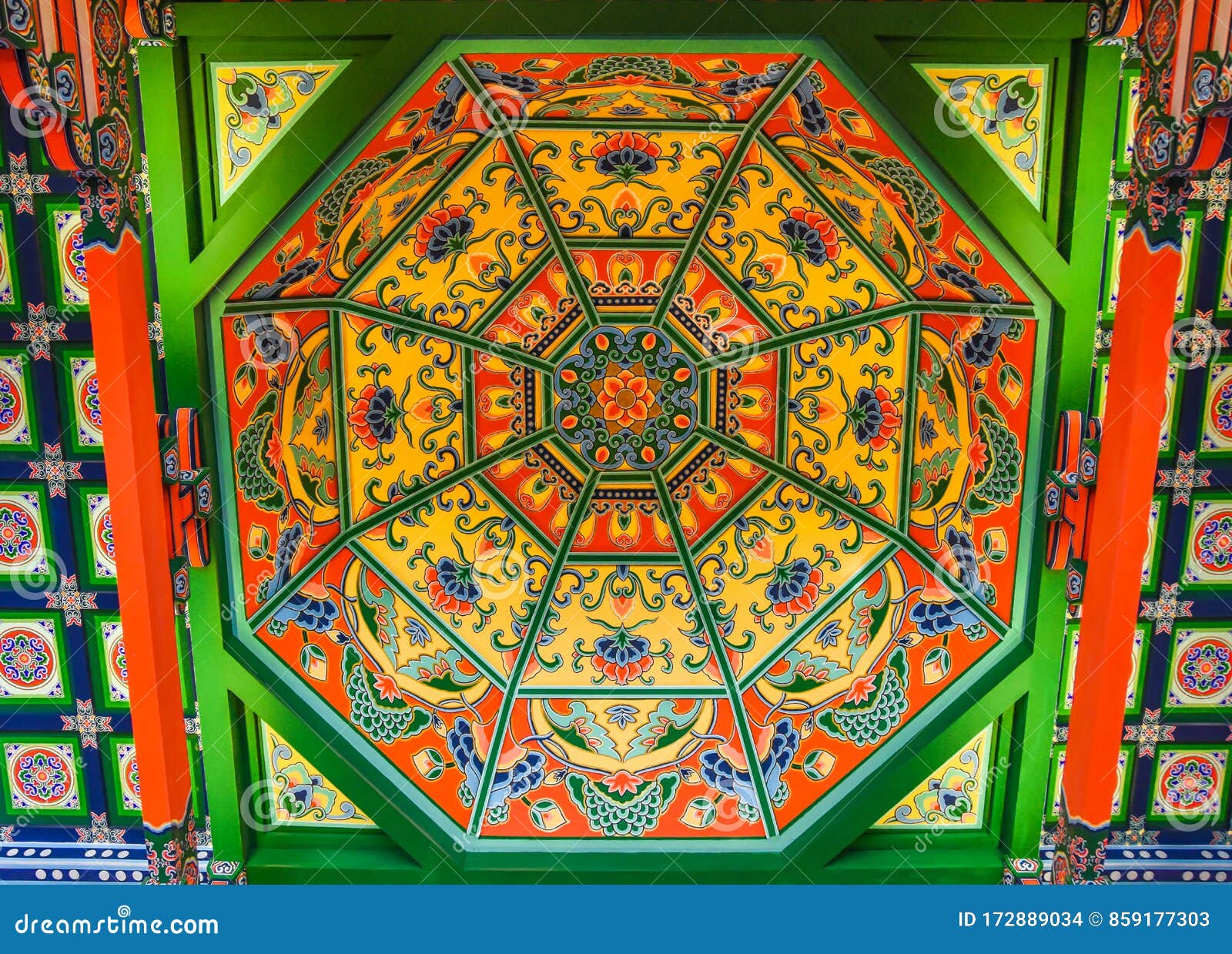 Chinese Ceiling Art Painting Stock Photo - Image of painting, structure ...