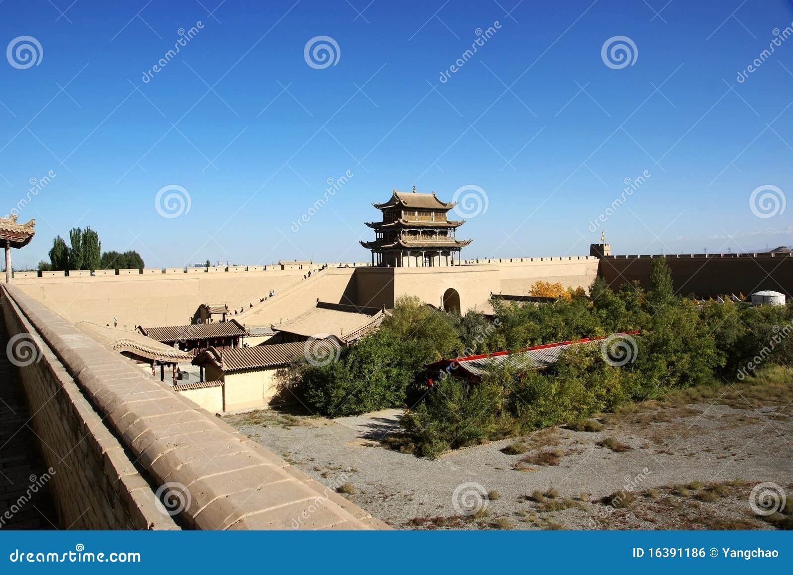 Chinese Ancient City in Desert Stock Photo - Image of architecture ...