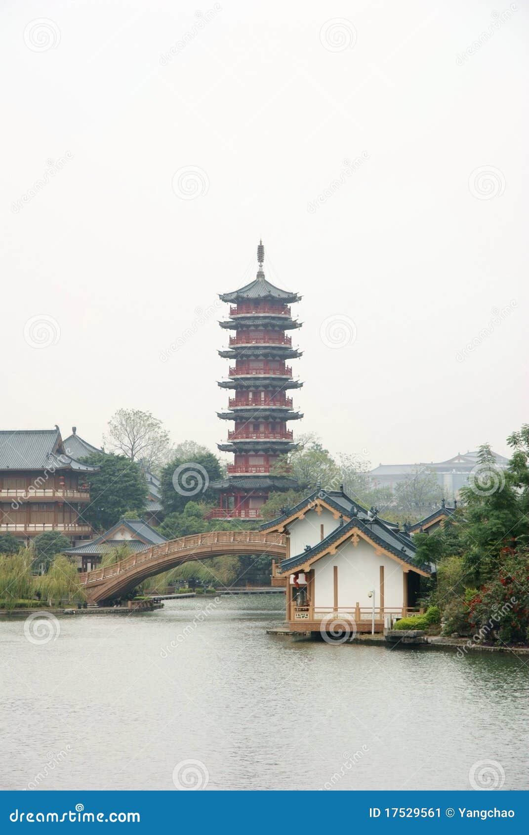 Chinese Ancient City with River Stock Image - Image of classic ...