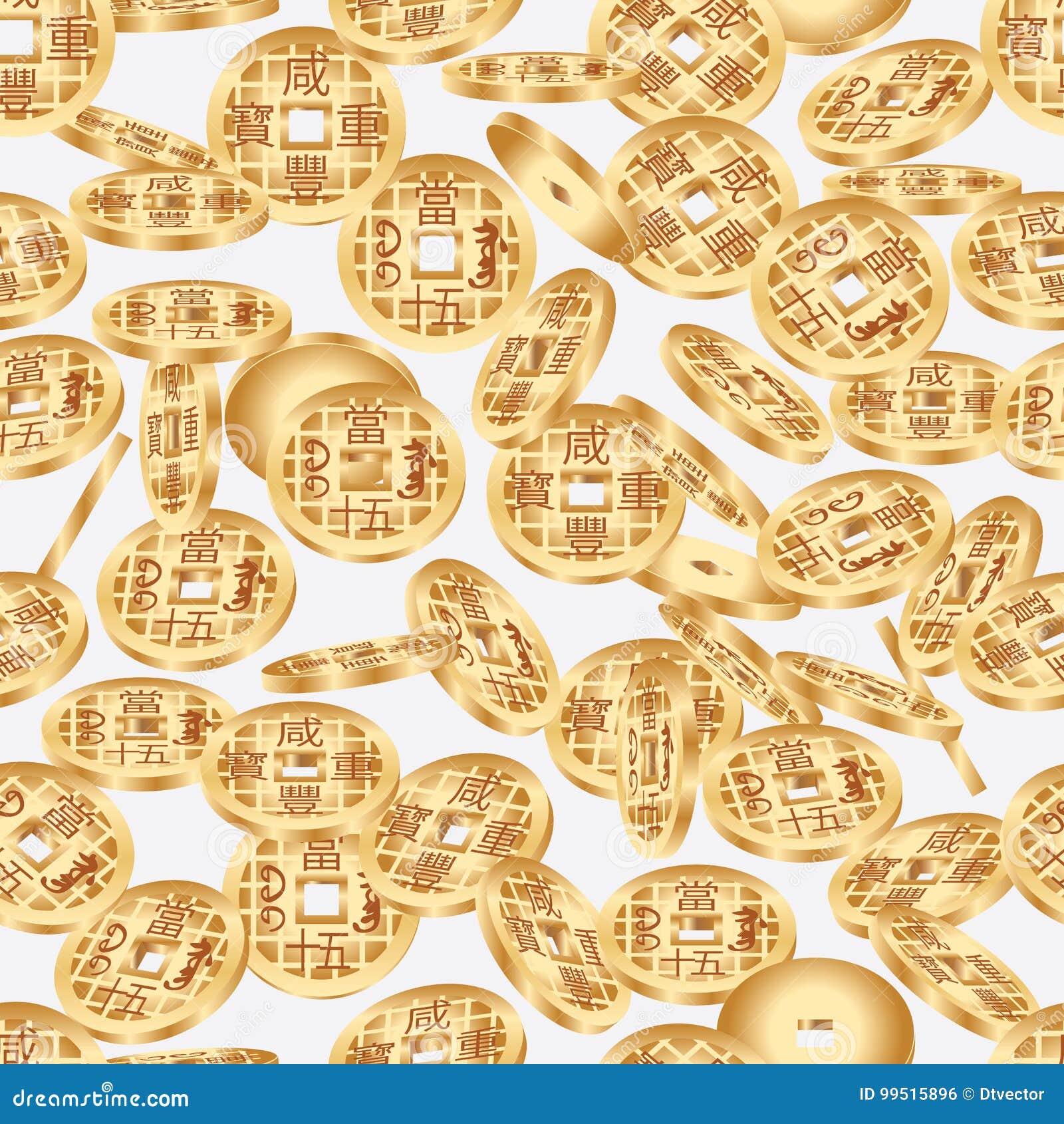 Chinese Ancient Coin Dimension Seamless Pattern Stock Vector ...